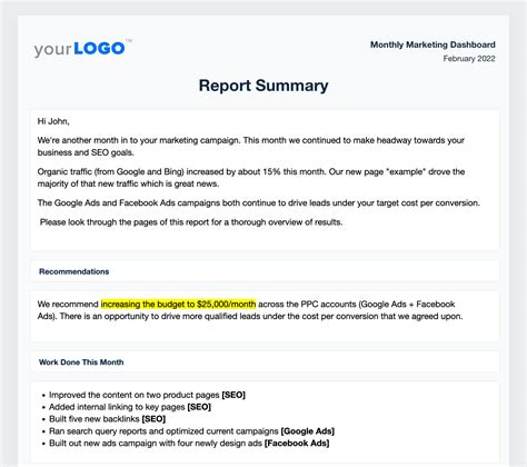 Customizable Monthly Report Template Try It Free Agencyanalytics