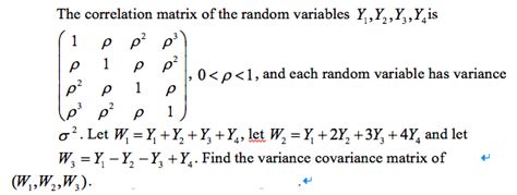 Solved The Correlation Matrix Of The Random Variables