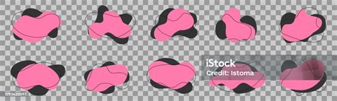 유기 아메바 얼룩 모양 벡터 일러스트 레이 션 세트 추상 불규칙한 형태 플랫 스타일 유체 개성 개념에 대한 스톡 벡터 아트 및 기타 이미지 개성 개념 곡선 기이함
