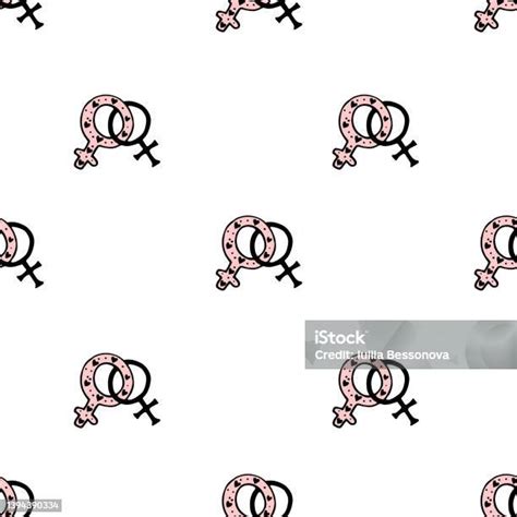 금성의 두 교차 기호의 벡터 원활한 패턴 낙서 스타일의 여성 성별 기호 여자는 조합을 사랑합니다 Lgbt 레즈비언 사랑 게이 자존심 양성애자 동성애자를 주제로 한 질감 0