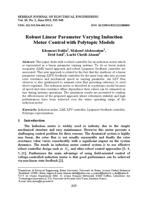 pdf robust linear parameter varying induction motor control with