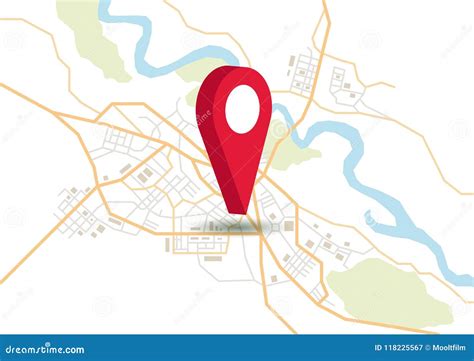 Vector City Map With Pointer Stock Vector Illustration Of City Modern