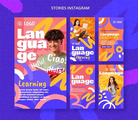 free psd language learning template design