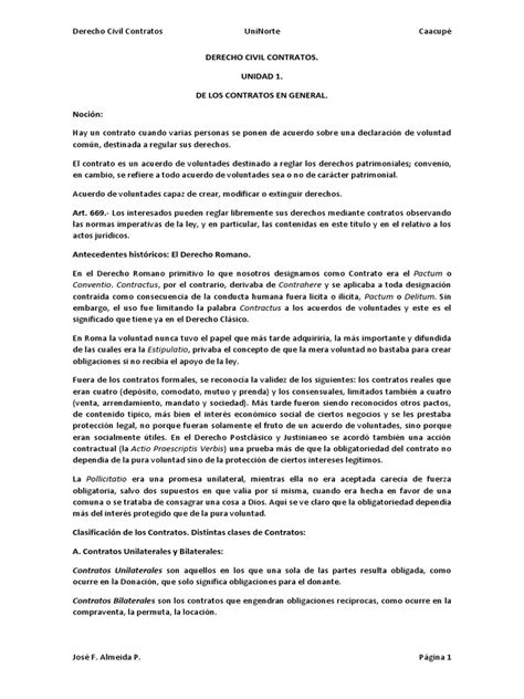 Derecho Civil Contratos Pdf Evidencia Ley Propiedad