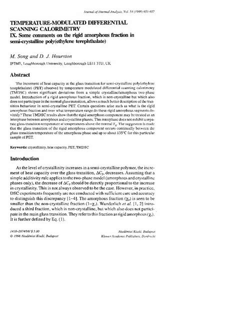 Pdf Temperature Modulated Differential Scanning Calorimetry Ix Some