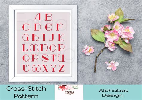 Block Alphabet Cross Stitch Pattern Modern Cross Stitch Pattern Cross
