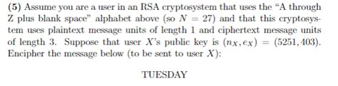 Solved 5 Assume You Are A User In An Rsa Cryptosystem That