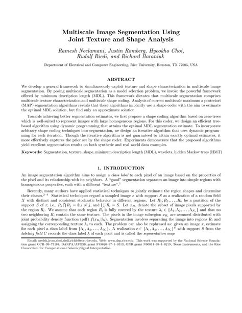Pdf Multiscale Image Segmentation Using Joint Texture And Shape Analysis