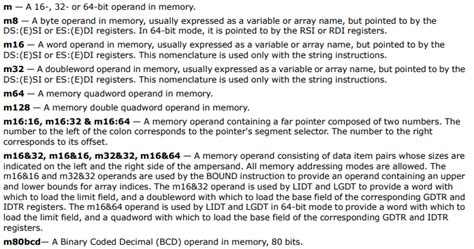 Assembly Understanding The X86 M Operands Fpu And Otherwise
