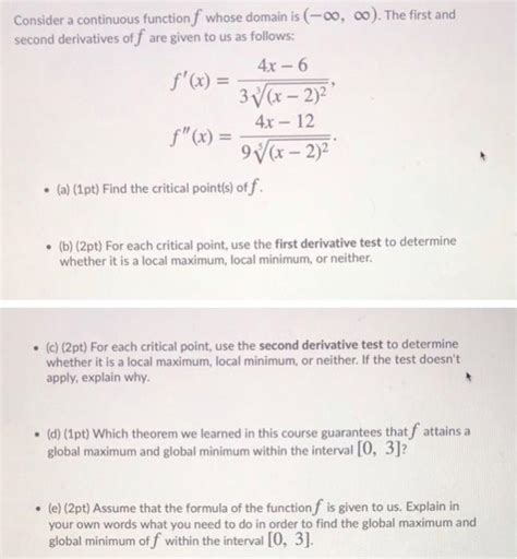solved consider a continuous function f whose domain is 0