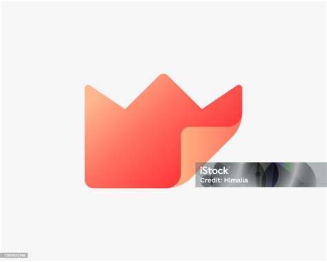 종이 접힌 코너 로고 디자인 템플릿이 있는 추상 그라데이션 크라운 유니버설 크리에이티브 킹 로얄 럭셔리 벡터 아이콘 기호 기호 로고 타입 개념에 대한 스톡 벡터 아트 및