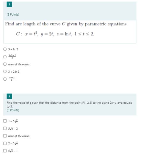 solved 3 5 points find arc length of the curve c given by