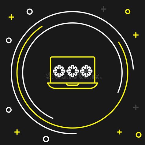 Line Laptop With Password Notification Icon Isolated On Black