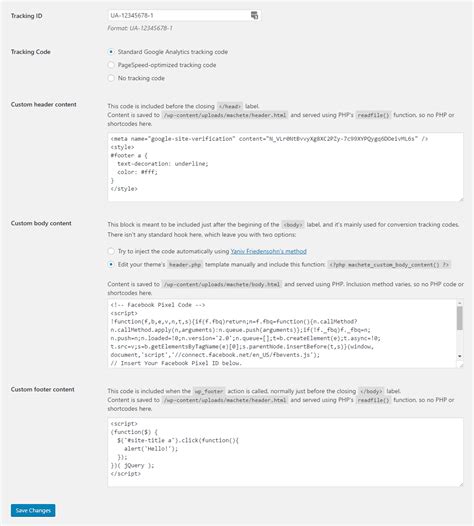 Custom Code Editor And Google Analytics Tracking Manager For Wordpress