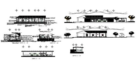 Housing Structure Detail Elevation And Section D View Layout Autocad File