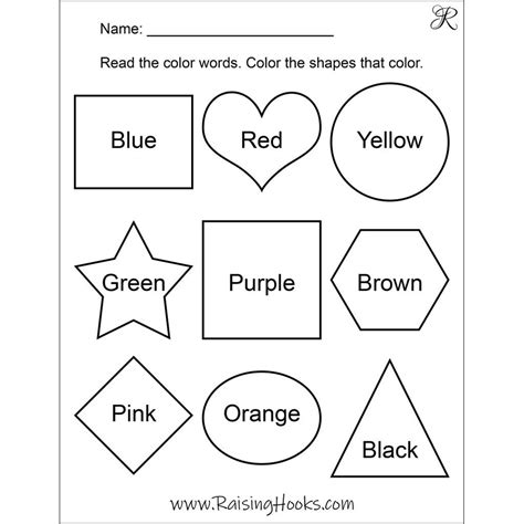 Color Shapes By Word Raising Hooks Worksheets Library