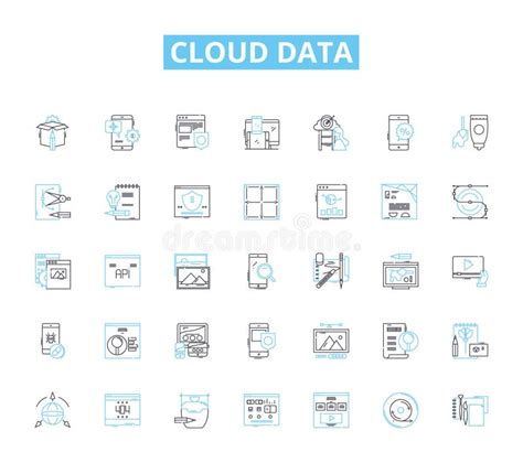 cloud data linear icons set sync backup security accessibility
