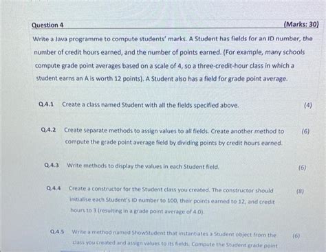 Solved Question 4 Marks 30 Write A Java Programme To