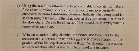 B Using The Solubility Information From Your Table Chegg