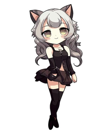 Cat Girl Black Hair Beautiful Girl With Black Hair Holdin