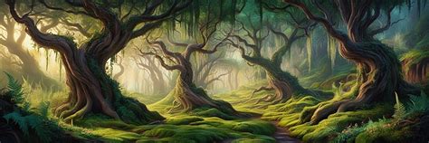 매혹적인 숲길의 매혹적인 파노라마 매혹적인 숲길 매혹적인 숲 파노라마의 매혹적인 파노라마 매혹적인 숲 파노라마의 매혹적인 숲길 마법에 걸린 숲길 배경 일러스트 및 사진