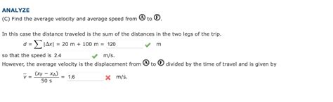 Solved ANALYZE A Find The Average Velocity And Average Chegg Com