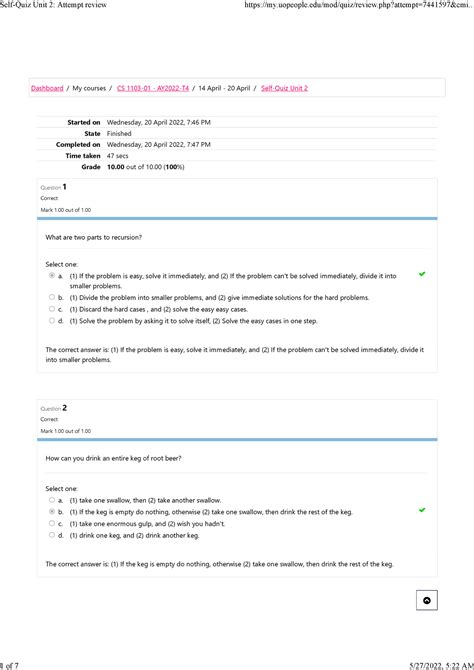 Self Quiz Unit 2 This Is The Self Quiz Of Unit 2 Solved Programming