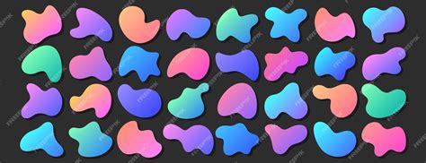 free vector set of neon gradient irregular liquid blobs or freeform