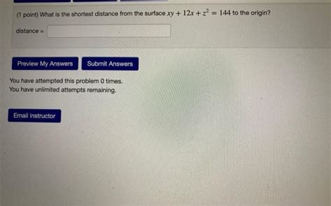 Solved Point What Is The Shortest Distance From The Chegg