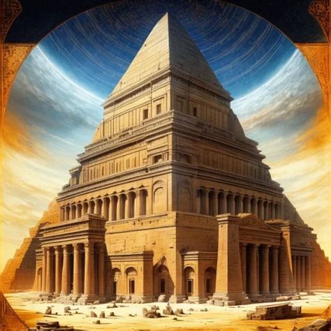 ai art generator fusion of ancient egyptian pyramids with sphinxes art