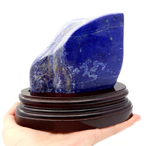 Gold Stone ラピスラズリ 原石 925g 台付き アフガニスタン産 全面磨き ポリッシュ 天然石 青金石 置物 ラフ 1点もの