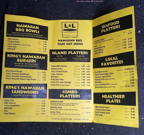 Online Menu Of Landl Hawaiian Barbecue Restaurant San Diego California