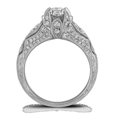 Victoria 34 Ct Round Center Diamond Vintage Engagement Ring With