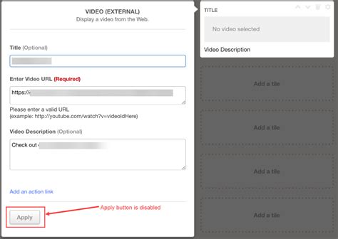 Why Is The Apply Button Is Disabled While Embedding Live Video Streams