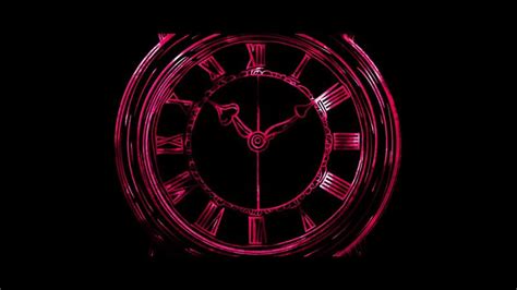 Neon Frame Effect Clock On Black Background 51462825 Stock Video At