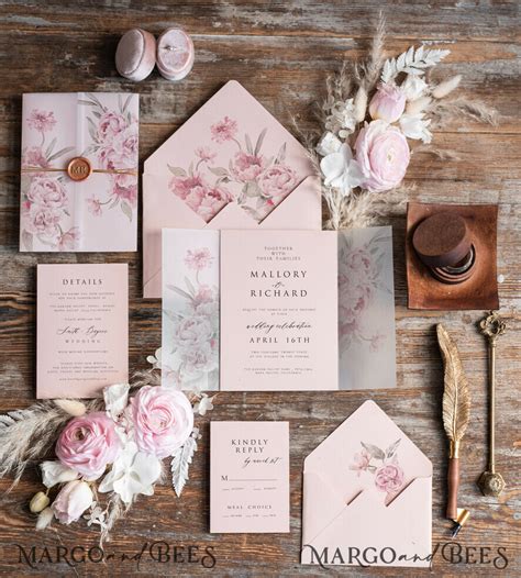 Elegant Rose Wedding Invitations Wax Rose Gold Elegant Blush Pink Wedding Invites Luxury
