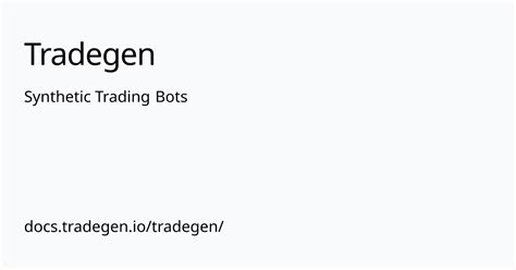 Synthetic Trading Bots Tradegen