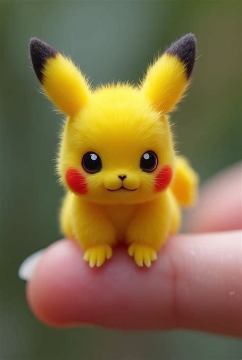Photoréaliste 8k Micro Pikachu Female Bébé Perché Sur Un Doigt Humain