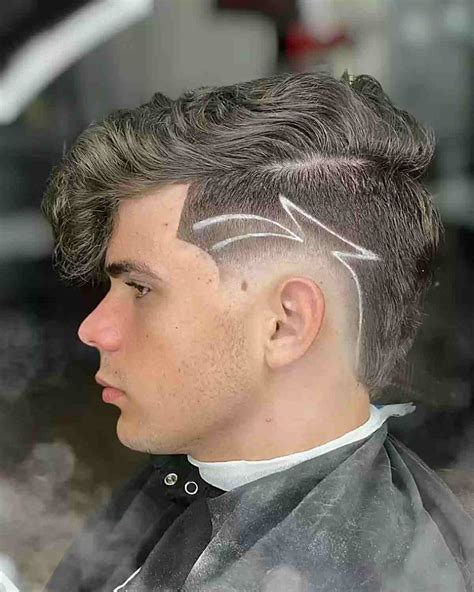 Mohawk Fade With Line Designs