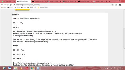 How To Calculate And Solve For Rated Static Head For Gating At Mould Parting Design Of
