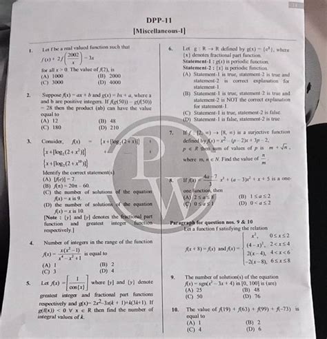 Let A Function F Satisfying The Relation Let Fx Cos X 1 Where Y An