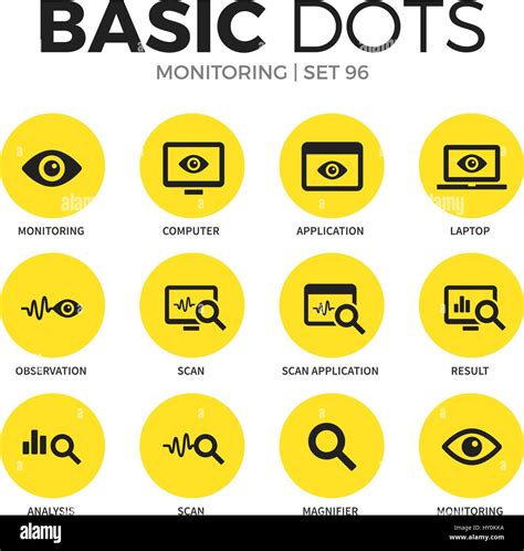 Monitoring Flat Icons Vector Set Stock Vector Image And Art Alamy