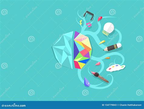 Left Brain Mind Mapping Colorful Art Flat Design Idea Creativity