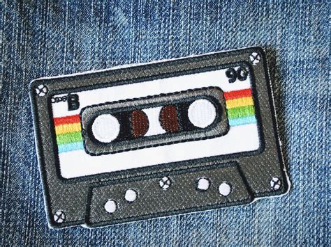 Cassette Tape Patch Embroidered Iron On Retro Cassette Mixtape Patches For Vest