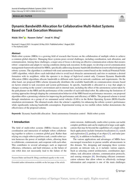 Pdf Dynamic Bandwidth Allocation For Collaborative Multi Robot