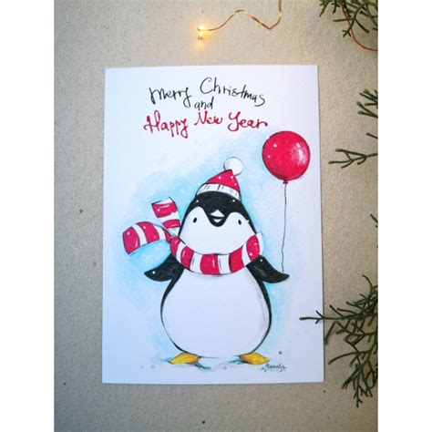 Картичка Коледен Пингвин