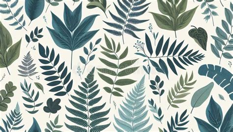 Botanical Leaves Patern Vector Background Stock Illustration