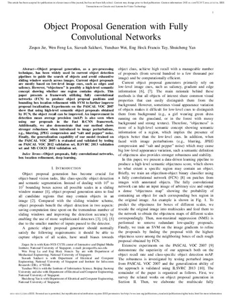 Pdf Object Proposal Generation With Fully Convolutional Networks
