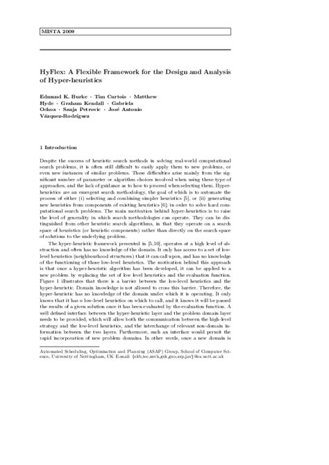 Pdf Hyflex A Flexible Framework For The Design And Analysis Of Hyper Heuristics Gabriela