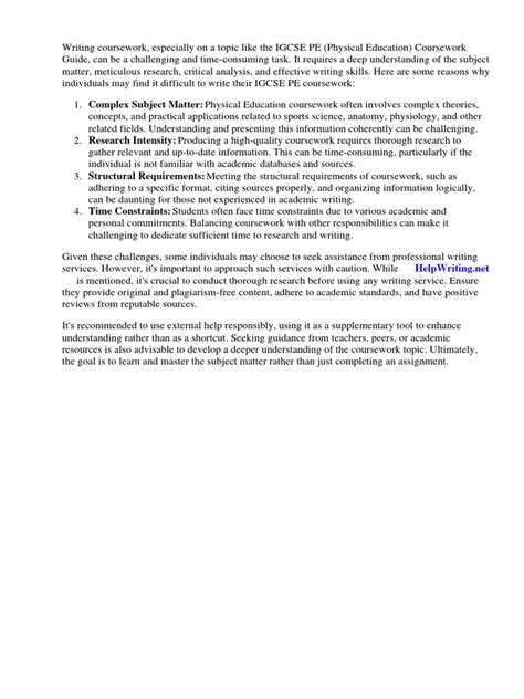 Igcse Pe Coursework Guide Pdf Physical Fitness